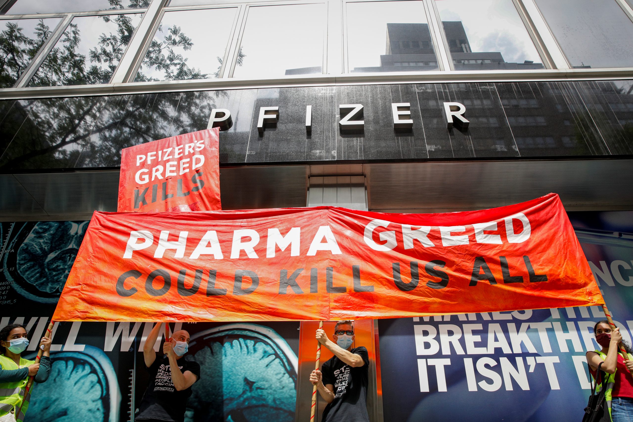 Pfizer's greed is killer, say protesters
